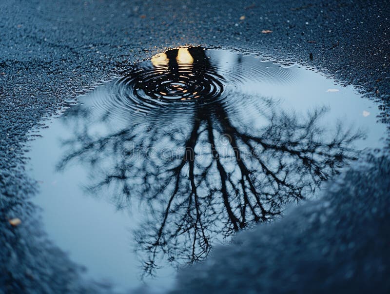 Ripples from Falling Droplets Disturb Surface of Small Puddle Formed ...
