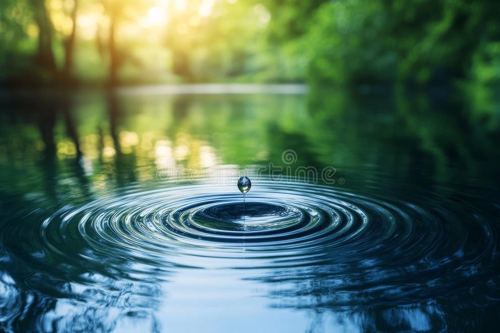 Ripples Form Concentric Circles on the Surface of a Calm Lake, Creating ...