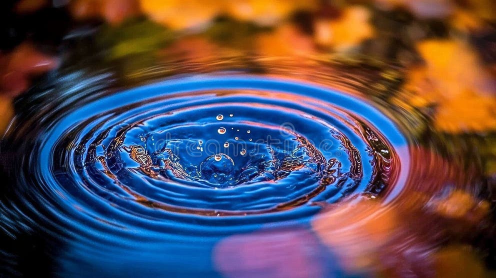 Ripples Form on Dark Water As a Single Drop of Water Falls into it at ...