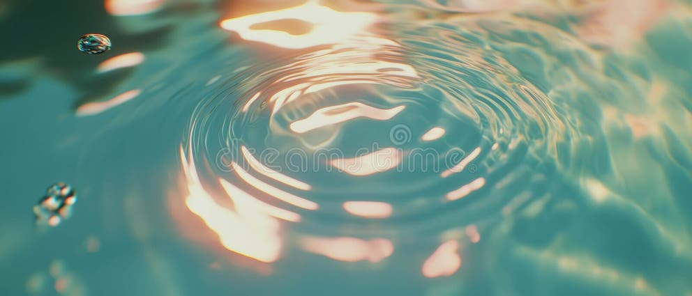 Ripples Creating Dynamic Movement on a Tranquil Water Surface at Sunset ...