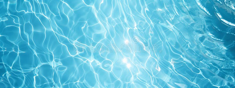 Ripples and Light Reflections on Clear Blue Water Surface Banner ...