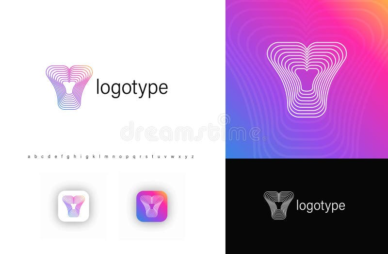 Ripples Logo Letter Y, Geometric Rounded Lines Monogram for Tech ...