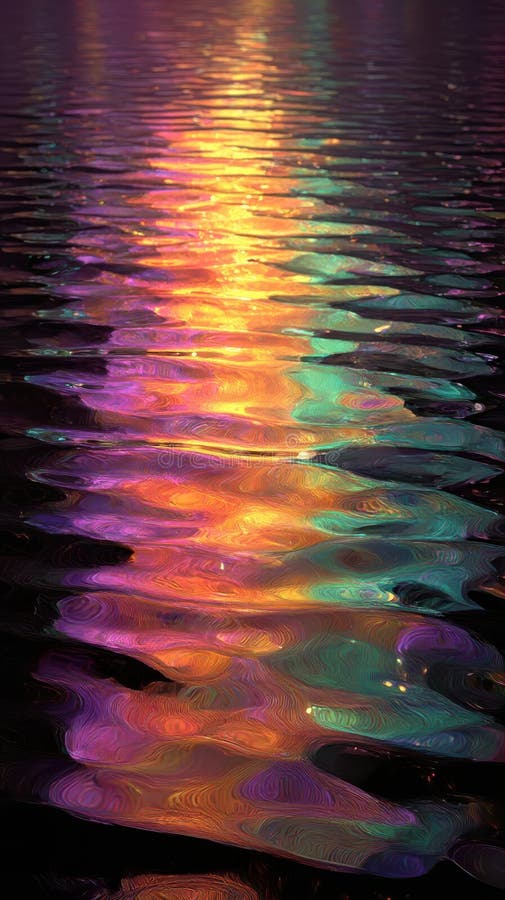 Ripples of Multicolored Light Reflecting on Water Create a Mesmerizing ...