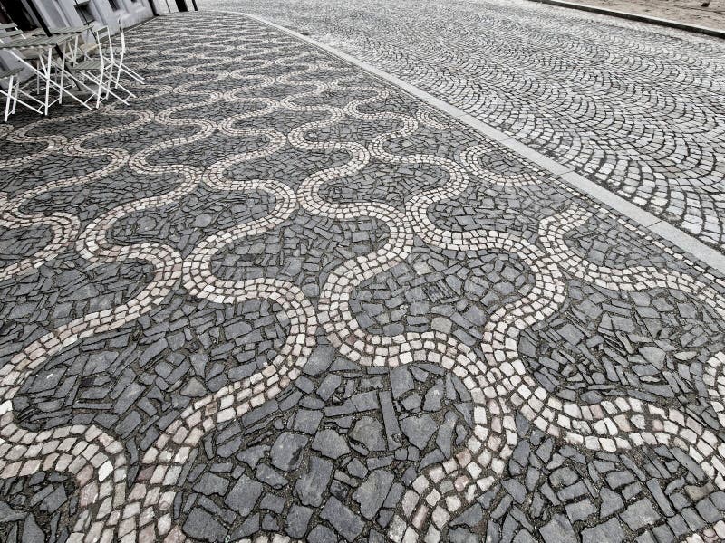 Ripples Pattern Mosaic Cubes Black Rough Pavement Squares Stock Photos ...