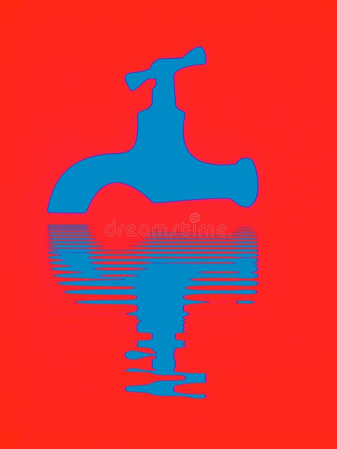 Ripples and Reflection from Floating Blue Grey Coloured Tap on a Plain ...