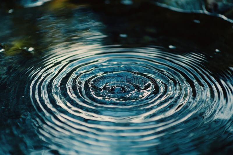Ripples Spreading Across a Calm Water Surface during Sunset Hours Stock ...