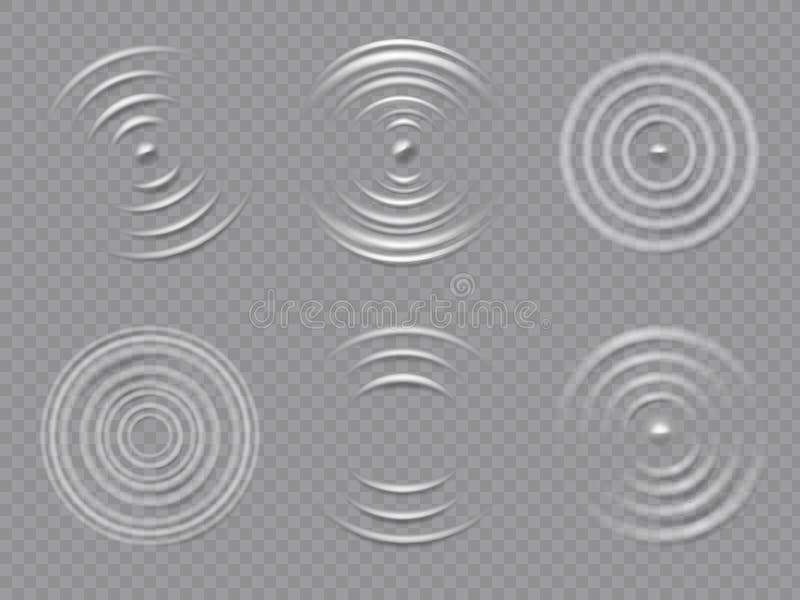 Ripples Top View. Realistic Water Concentric Circles and Liquid ...