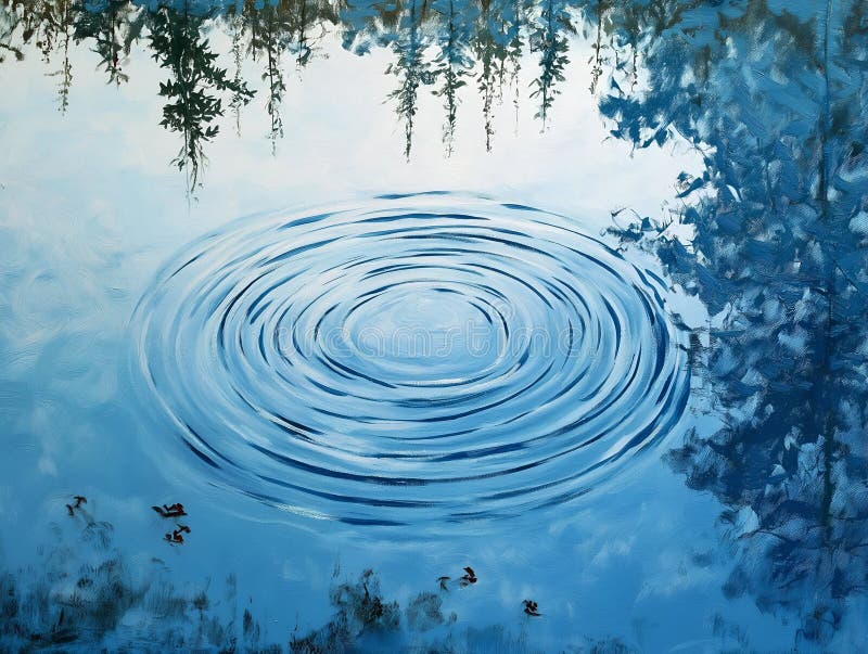 Ripples in Water Reflecting Trees and Sky Stock Illustration ...