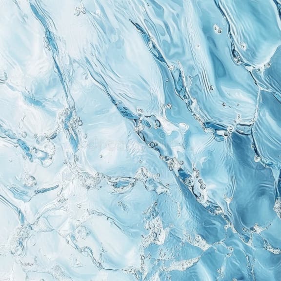 Rippling Blue Water Surface with Light Reflections and Air Bubbles ...