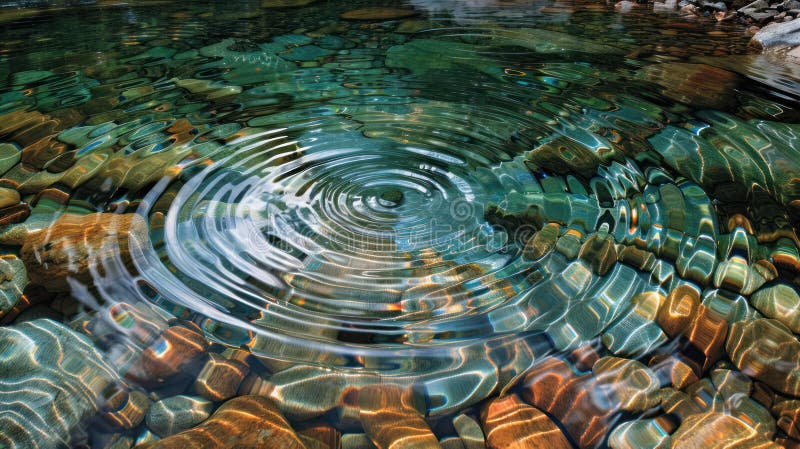 Rippling Perfection: Crystal Clear Water Forms Two Concentric Circles ...