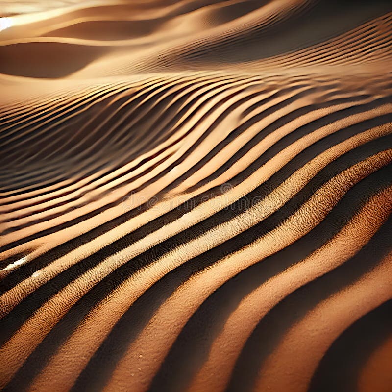 Rippling Sand Patterns in a Serene Desert Landscape Stock Illustration ...