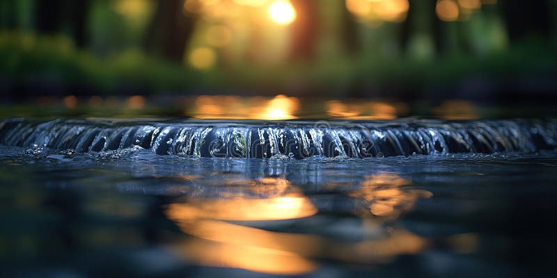 Rippling Water Reflecting Sunlight Sunset Serene Natural Setting Stock ...