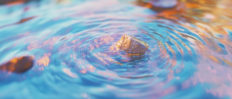 Rippling Water Surface Disturbed by Rocks Creating Dynamic Patterns and ...