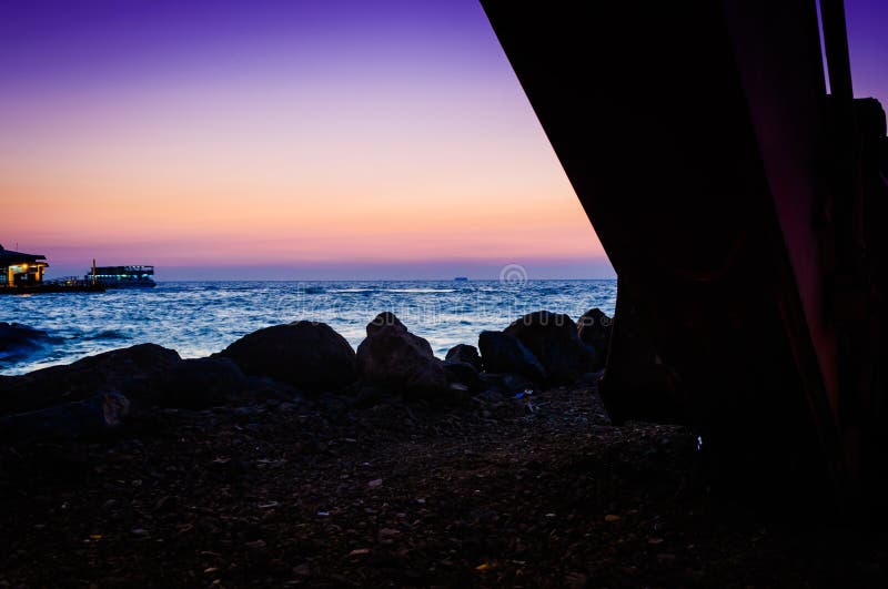 Riprap Works Construction Site in Sunset Stock Image - Image of bucket ...