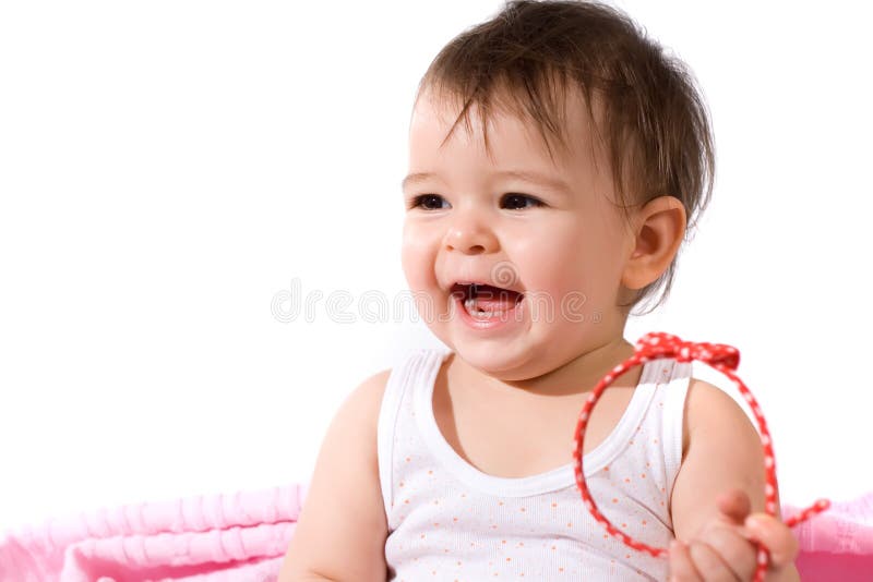 Risa adorable del bebé foto de archivo. Imagen de riéndose - 7706434