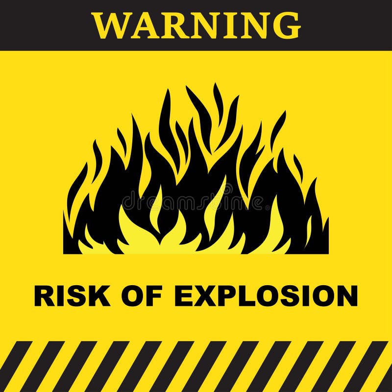 Yelow Warning Sign with Flames and the Text Risk of Explosion Stock ...