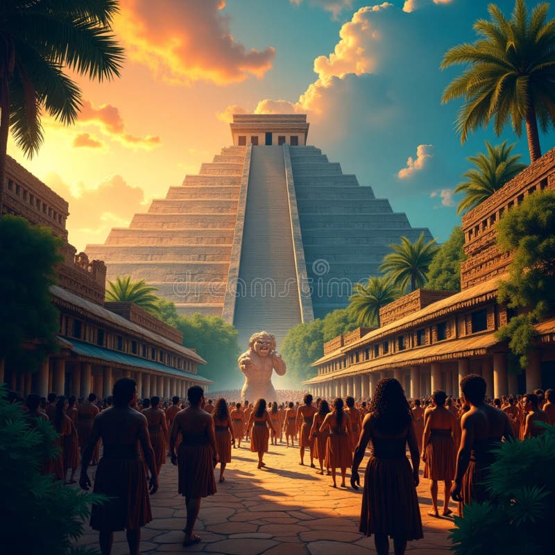 The Rise and Fall of the Aztec Empire Stock Illustration - Illustration ...