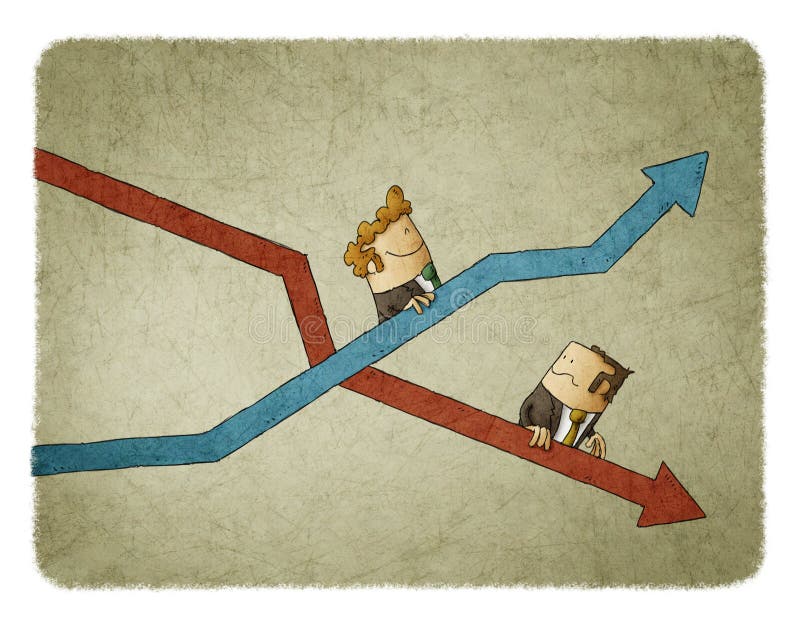 Rise and Fall of Business Indicators. Stock Illustration - Illustration ...