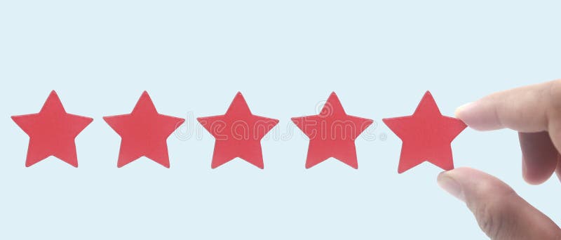 Rise on Increasing Five Stars in Human Hand Stock Photo - Image of ...