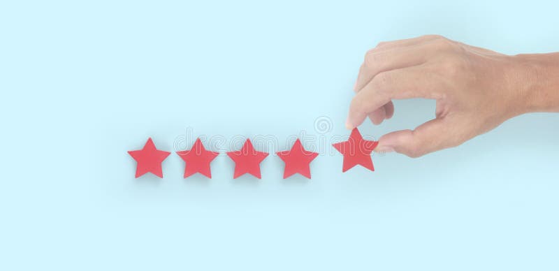Rise on Increasing Five Stars in Human Hand, Increase Rating Stock ...