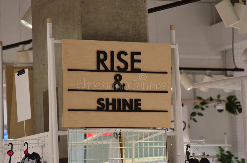 Rise and Shine Motivational Sign Stock Image - Image of facade, store ...