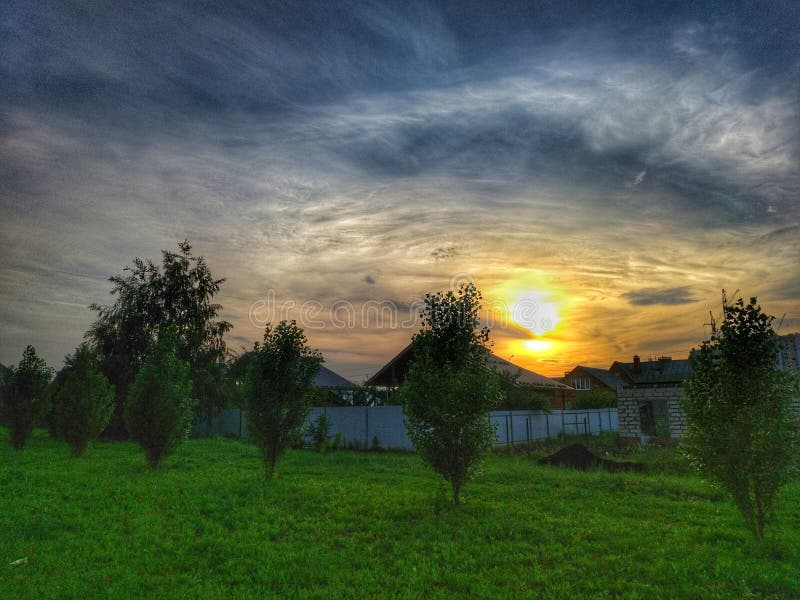 Rise in sunset stock photo. Image of cloud, nature, meadow - 223053104