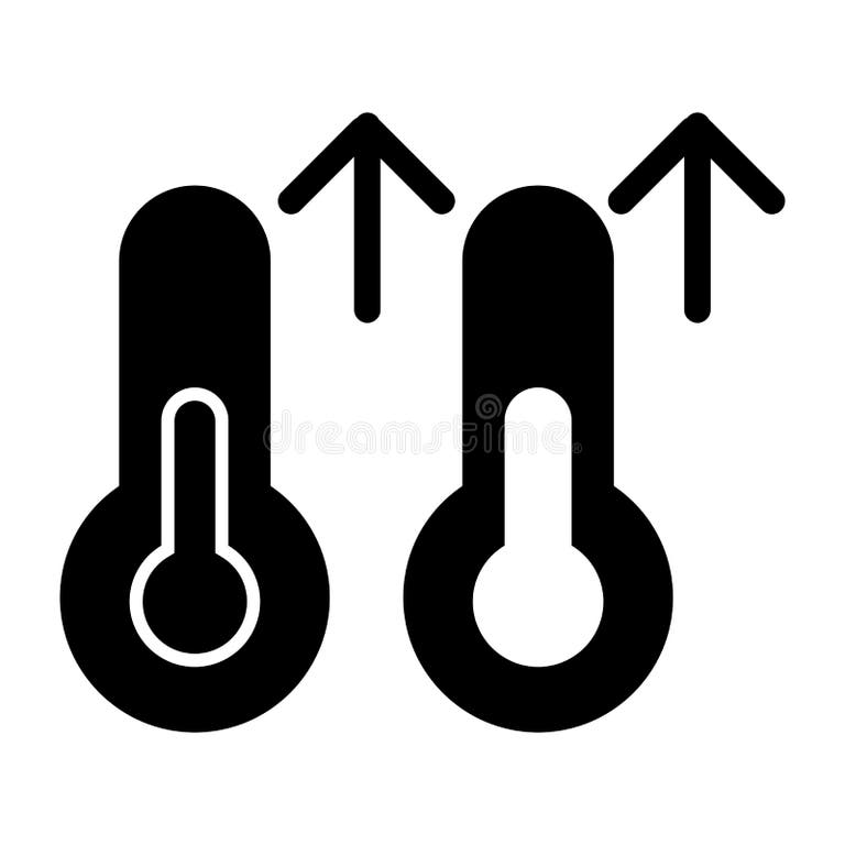 Rise in Temperature Vector Icon. Black and White Thermometer and ...