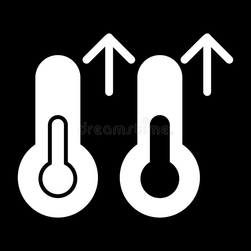 Rise in Temperature Vector Icon. Black and White Thermometer and ...