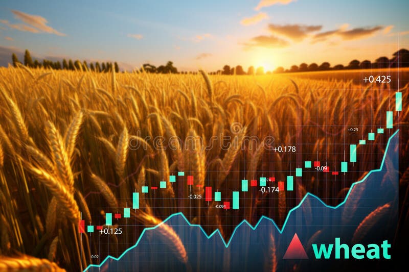 Rise in Wheat Prices with Diagram and Wheat Field Stock Illustration ...