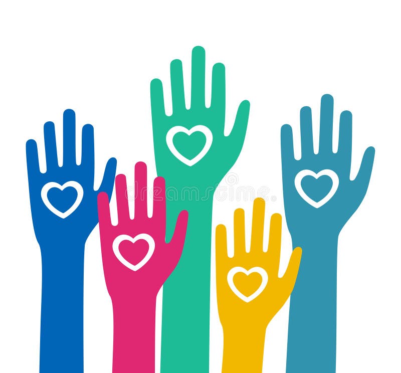 Rised Hands with Heart Volunteer Symbol Stock Vector - Illustration of ...