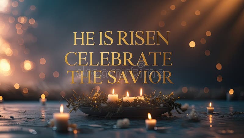 He is Risen Celebrate the Savior Easter Message with Flowers Stock ...