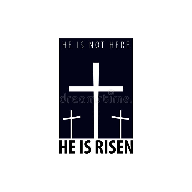He is Risen. Church Easter Logo, Emblem, Labels or Stickers with Cross ...