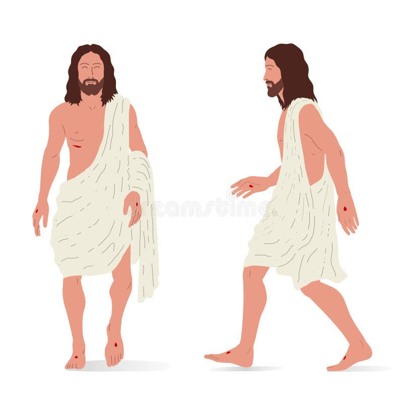 Risen Jesus Standing, Front and Side View. Isometric Vector ...