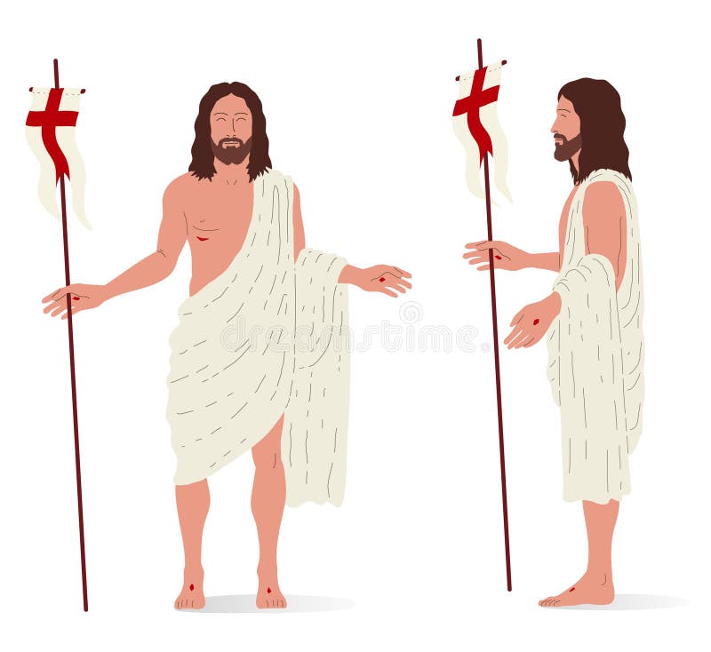 Risen Jesus Standing, Front and Side View. Isometric Vector ...
