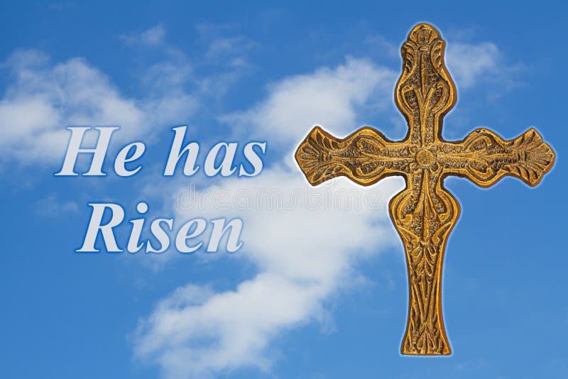 He is Risen Message with Cross for Your Religious Easter Greeting Stock ...