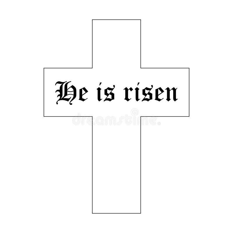 He is Risen Text with Cross on White Background. Calligraphy Lettering ...
