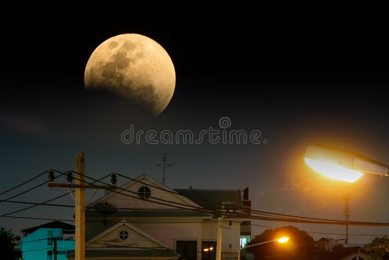 Shadow of the Earth Over the Super Blue Moon in Total Lunar Eclipse ...