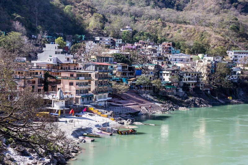 Panorama of Rishikesh Ghats on Ganges River Editorial Image - Image of ...