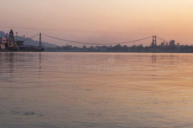 Rishikesh City and Ganga River Sunset View Stock Photo - Image of ...