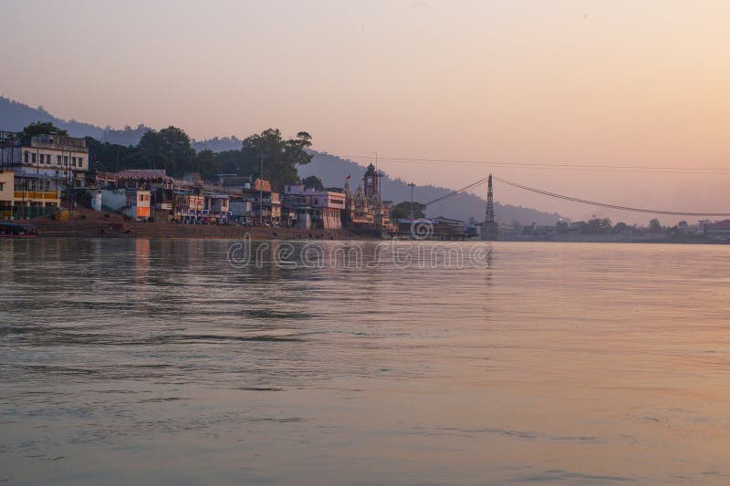 Rishikesh City and Ganga River Sunset View Editorial Stock Photo ...