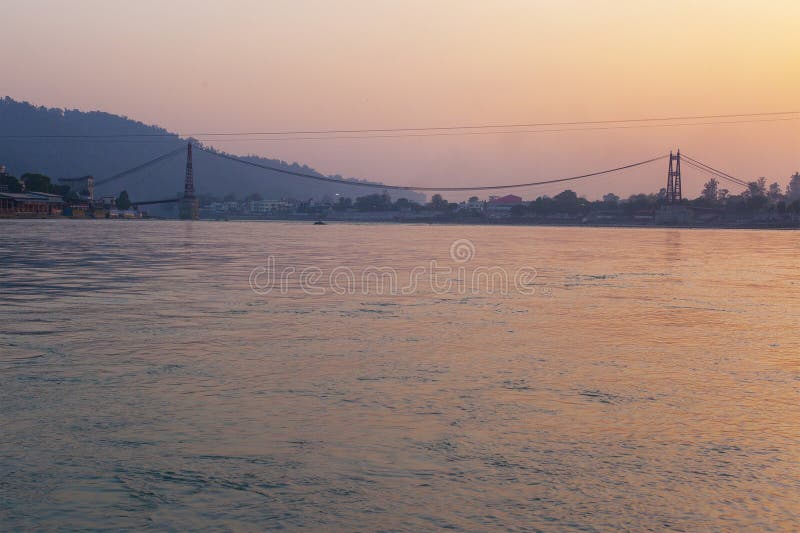 Rishikesh City and Ganga River Sunset View Stock Image - Image of ...