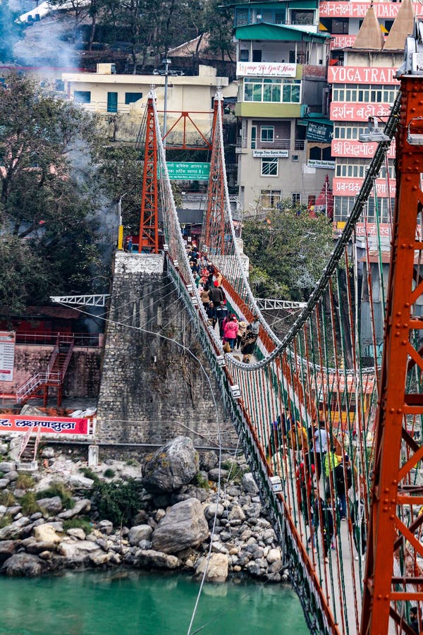 Rishikesh India .bridge with River Ganga Editorial Photo - Image of ...