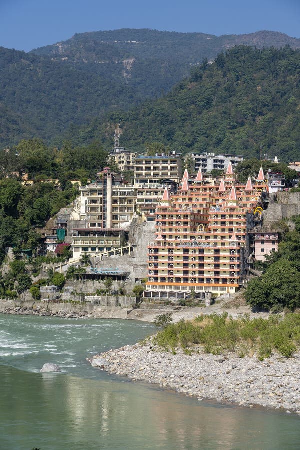 Beautiful View of Ganges River Embankment and Temple in Rishikesh ...