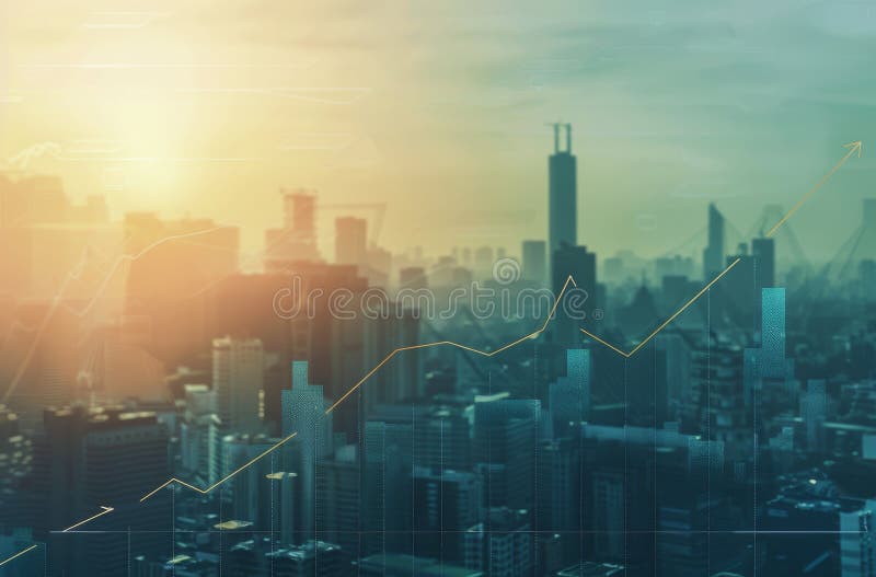 Rising Arrow in Cityscape stock image. Image of trend - 318946213
