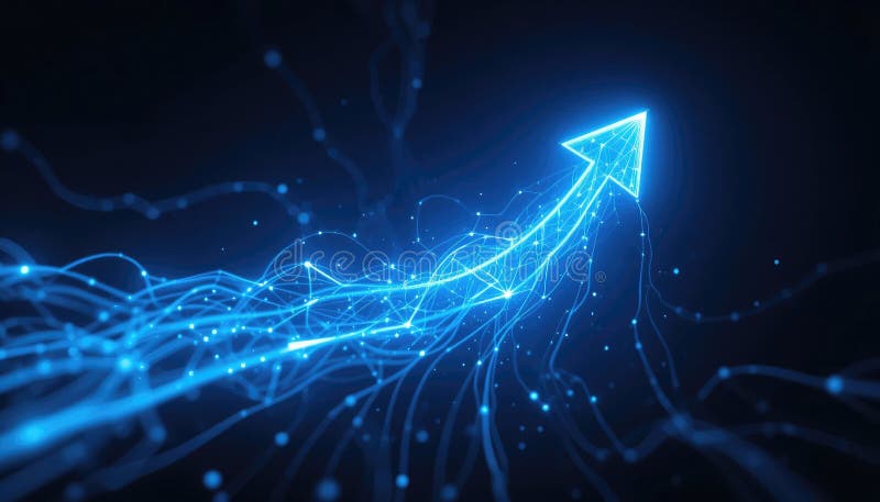 Rising Arrow with Digital Network Lines, Representing Growth and ...