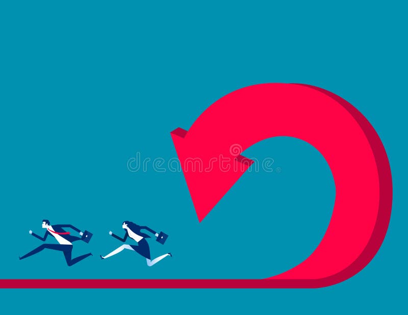 Rising Arrow Falling Chasing Business Person Running. Business Vector Illustration Concept Stock ...