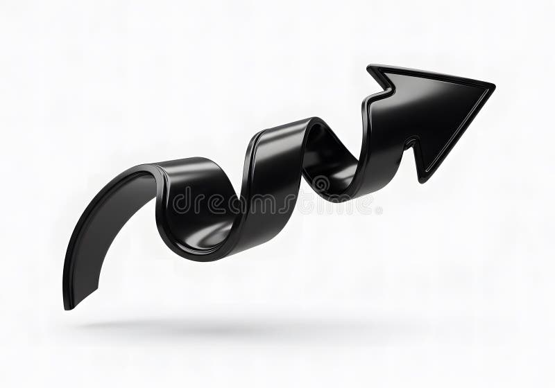 Rising Arrow with Wavy Design on White Background Stock Illustration ...