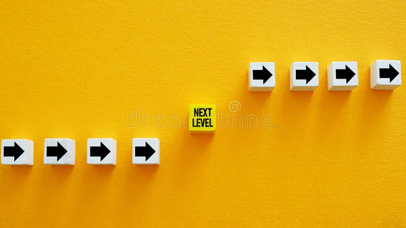 Rising Arrows and the Phrase Next Level. Personal Achievement. Stock ...