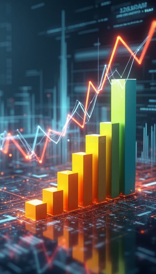 Rising Bar Chart in Tech Setting Stock Image - Image of growth, chart ...