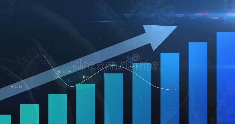 Rising Bar Chart with Upward Arrow and Data Points Image Stock Photo ...